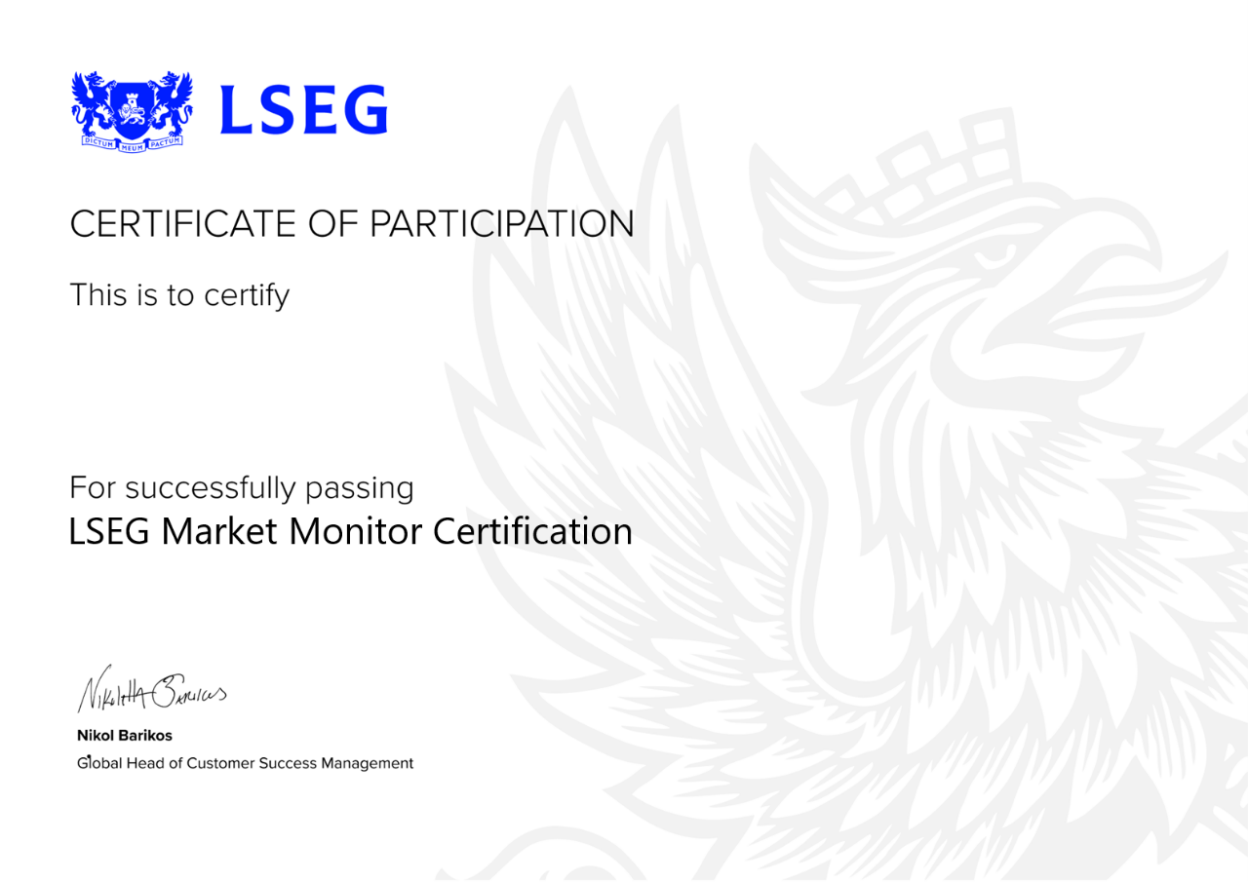 LSEG Market Monitor Certification | LSEG