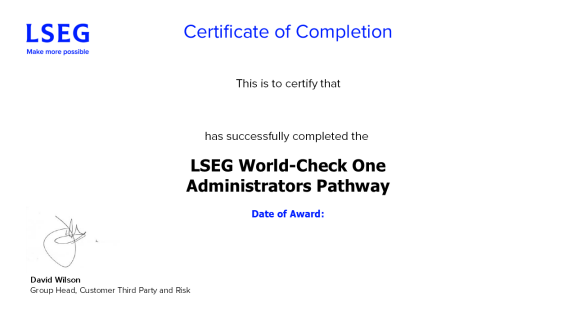 LSEG World-Check Certification | LSEG
