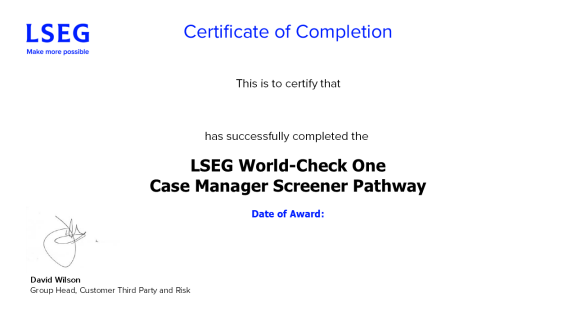 LSEG World-Check Certification | LSEG